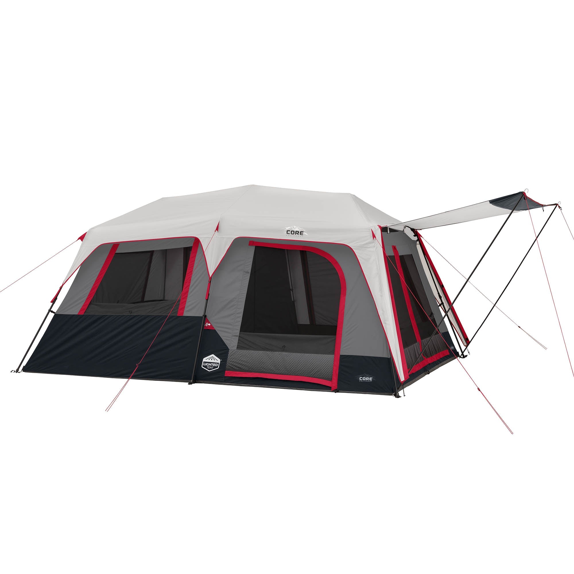 10 Person Lighted Instant Cabin Tent with Awning – Core Equipment