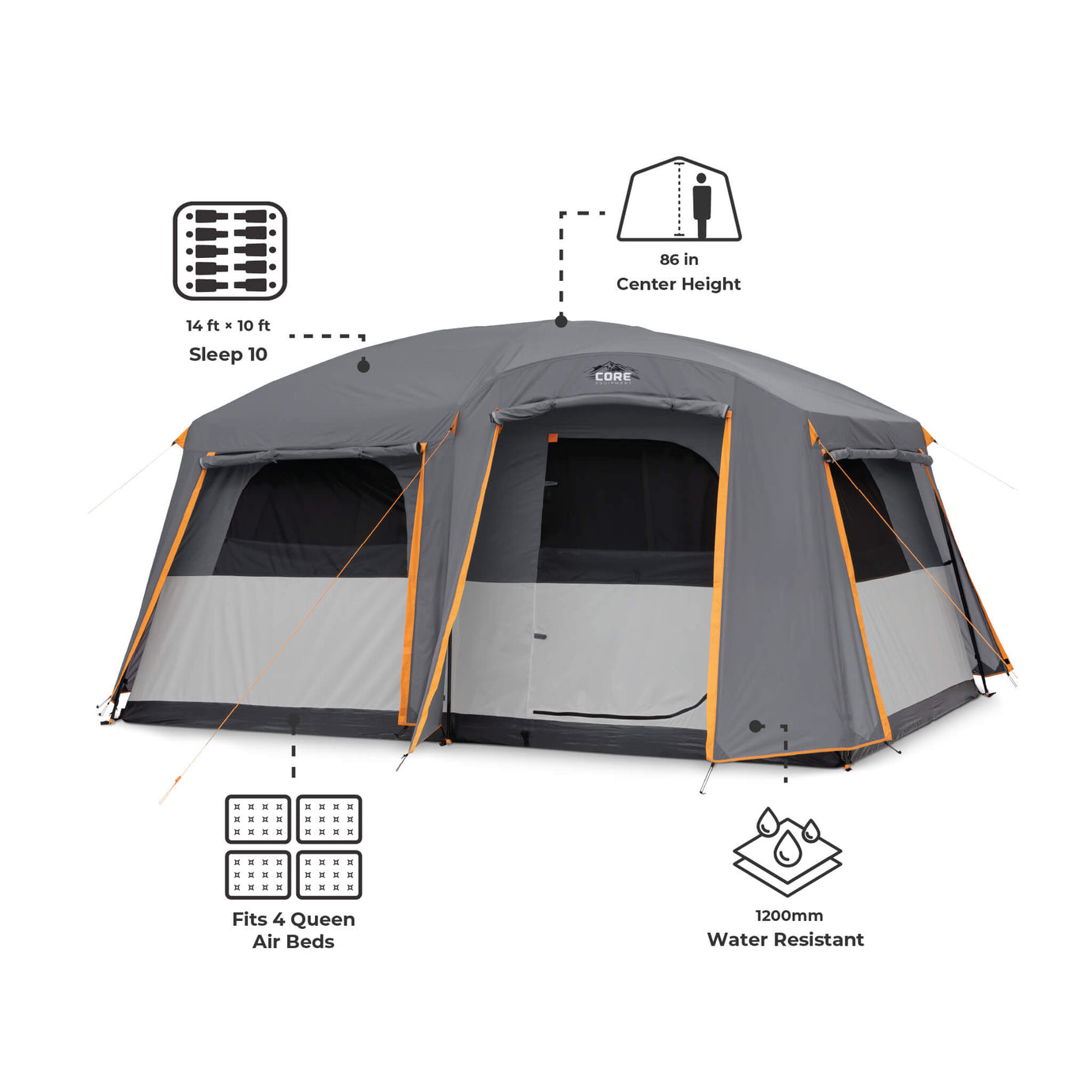 10 Person Straight Wall Cabin Tent – Core Equipment