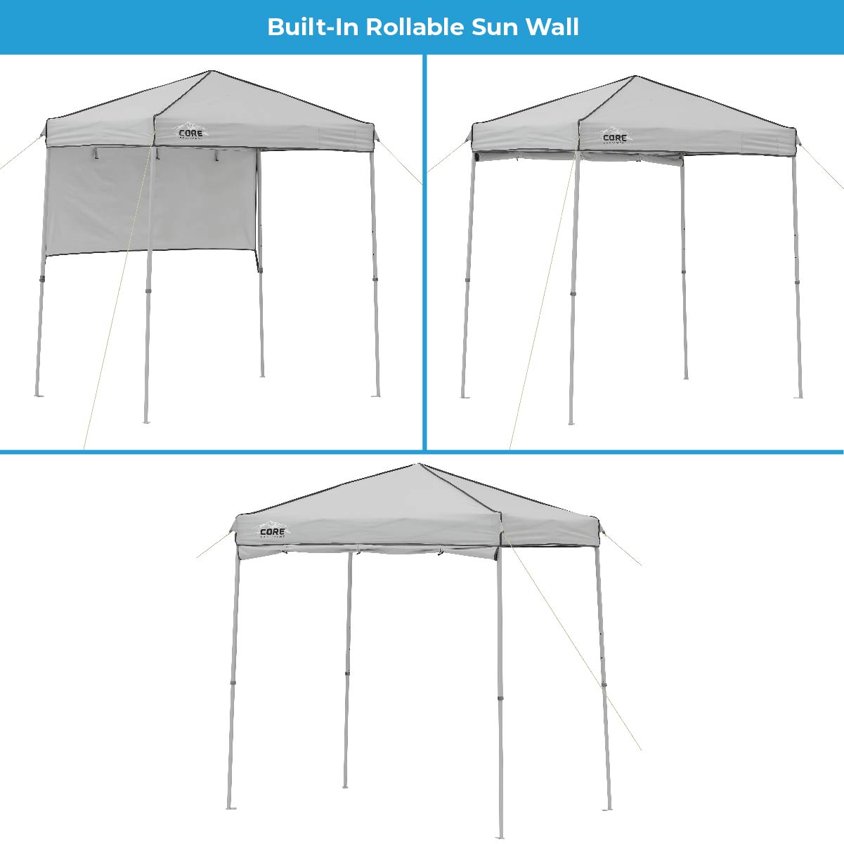 6’ x 4’ Instant Canopy with Half Sun Wall – Core Equipment